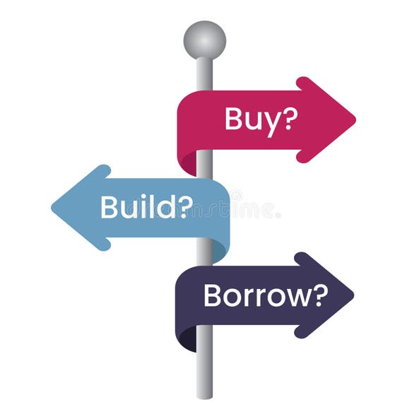Buy Build or Borrow Business Strategy Analysis Vector Illustration ...