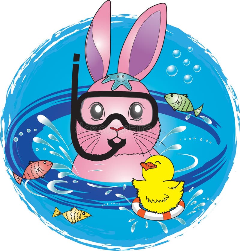 Bunny diving with friends stock illustration. Illustration of duck ...