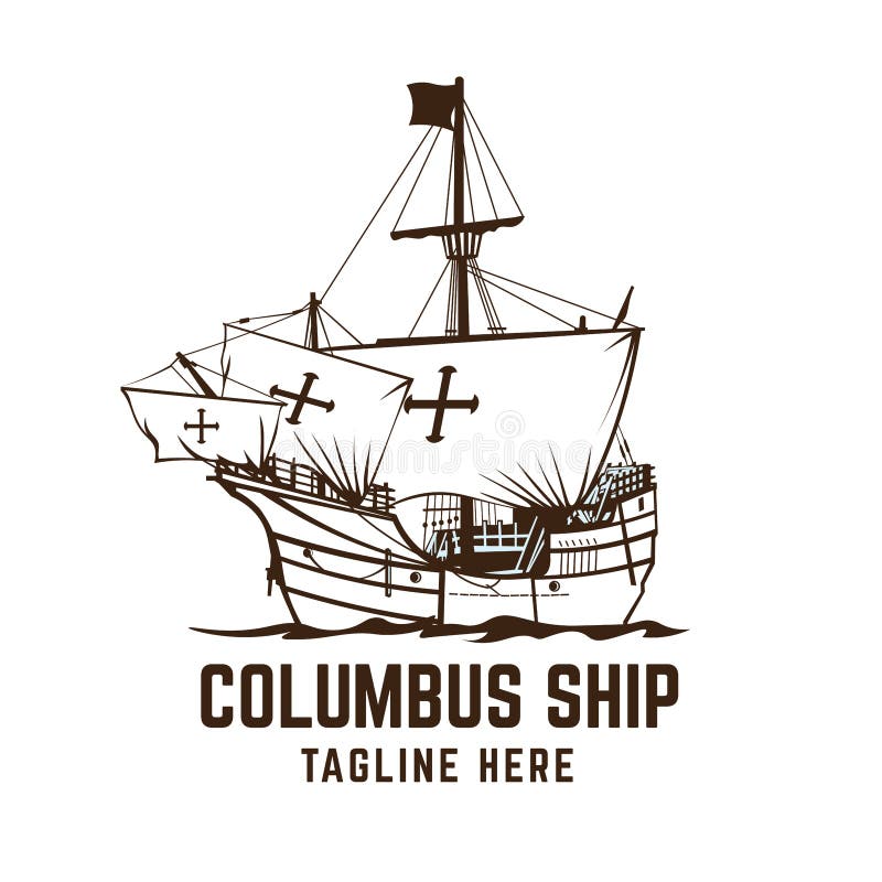 Columbus Ship Logo Design Vector Illustration in Hand Drawn Style Logo ...