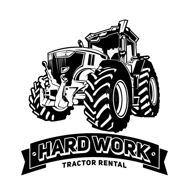 Farm Big Tractor Vector Illustration Logo Design Stock Vector ...