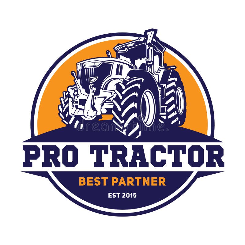 Farm Big Tractor Vector Illustration Logo Design Stock Vector ...
