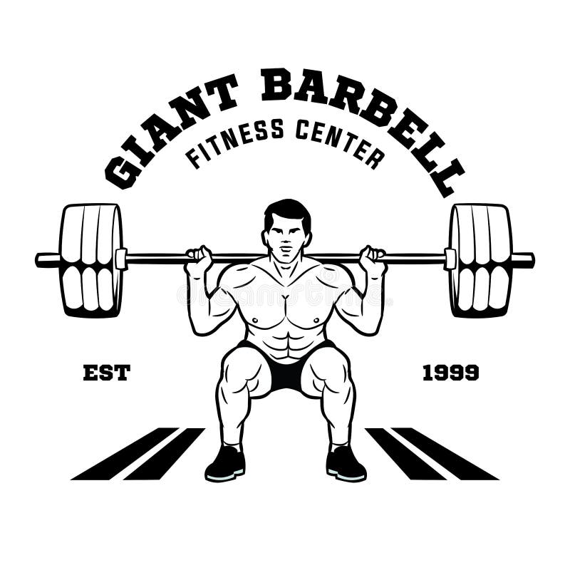 Man with Barbell Vector Illustration Logo Design Stock Vector ...