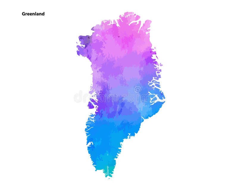 Colourful Watercolour Map Design of Country Greenland Isolated on White ...