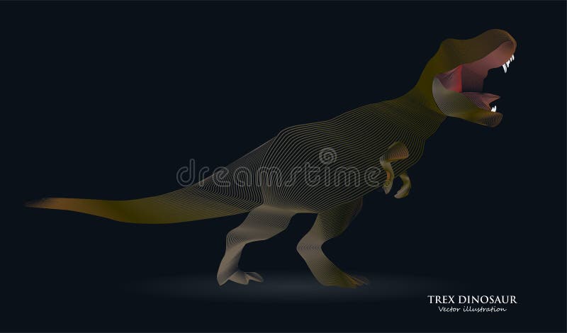 T Rex Dinosaur Line Art Vector Illustration Stock Vector - Illustration ...