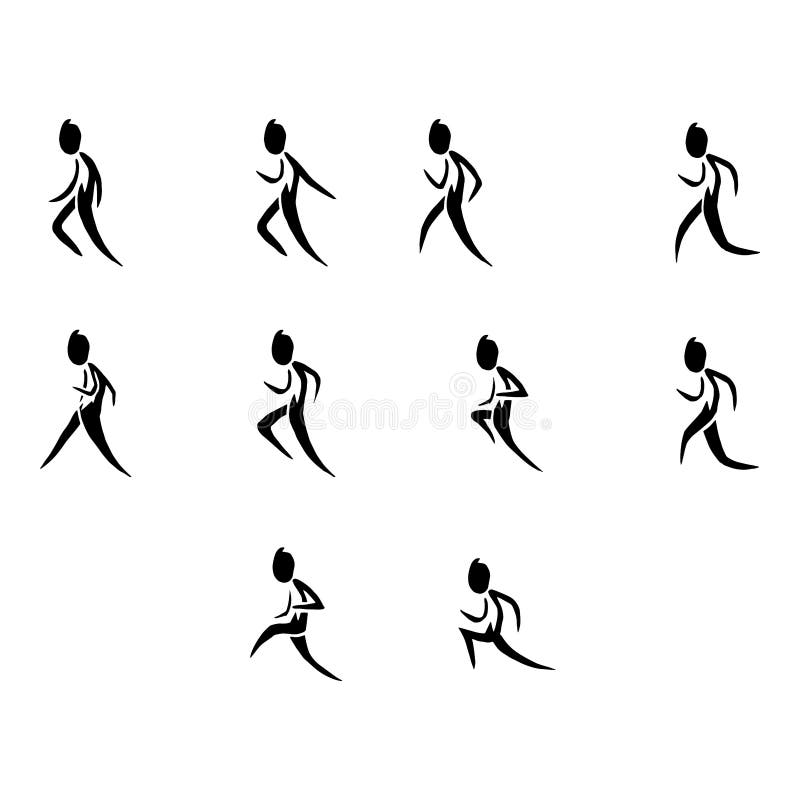 Running icon set stock vector. Illustration of design - 258675552