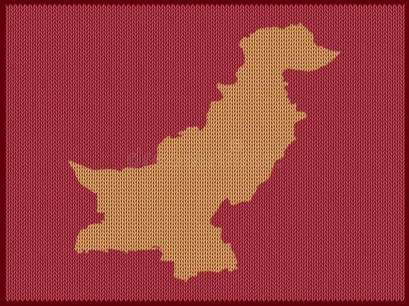 Knitting Pattern Map of Country Pakistan Isolated on Red Background ...