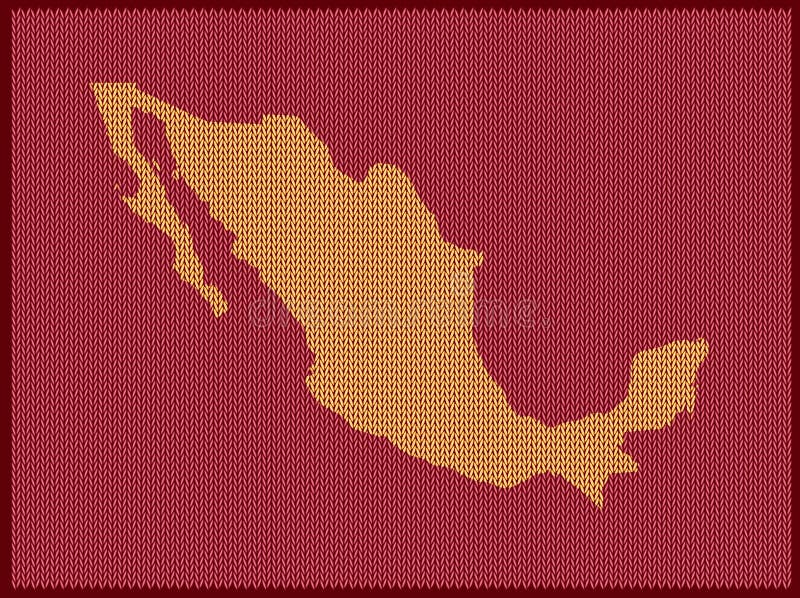 Knitting Pattern Map of Country Mexico Isolated on Red Background ...