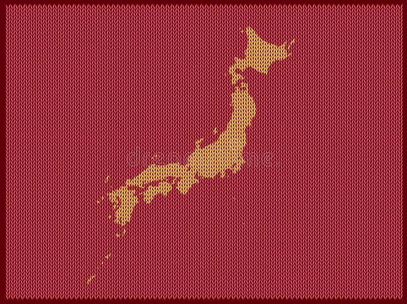 Knitting Pattern Map of Country Japan Isolated on Red Background ...