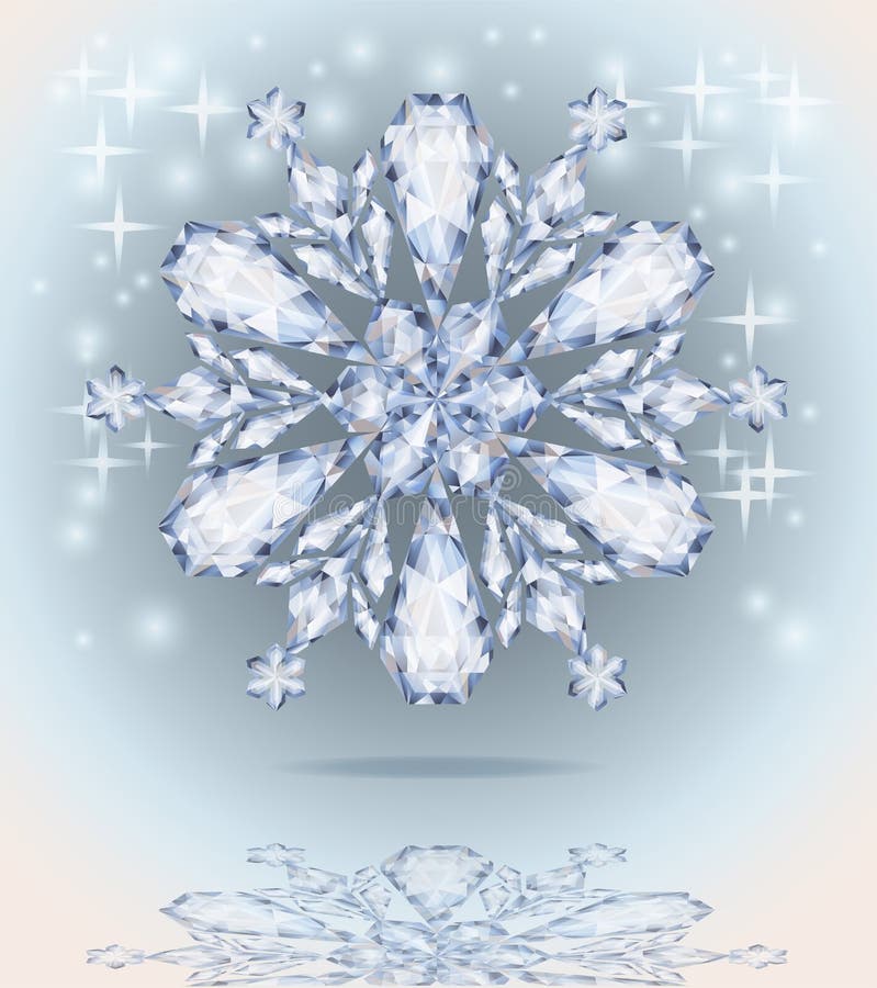 Winter Card with Brilliant Diamond Snowflake Stock Vector ...