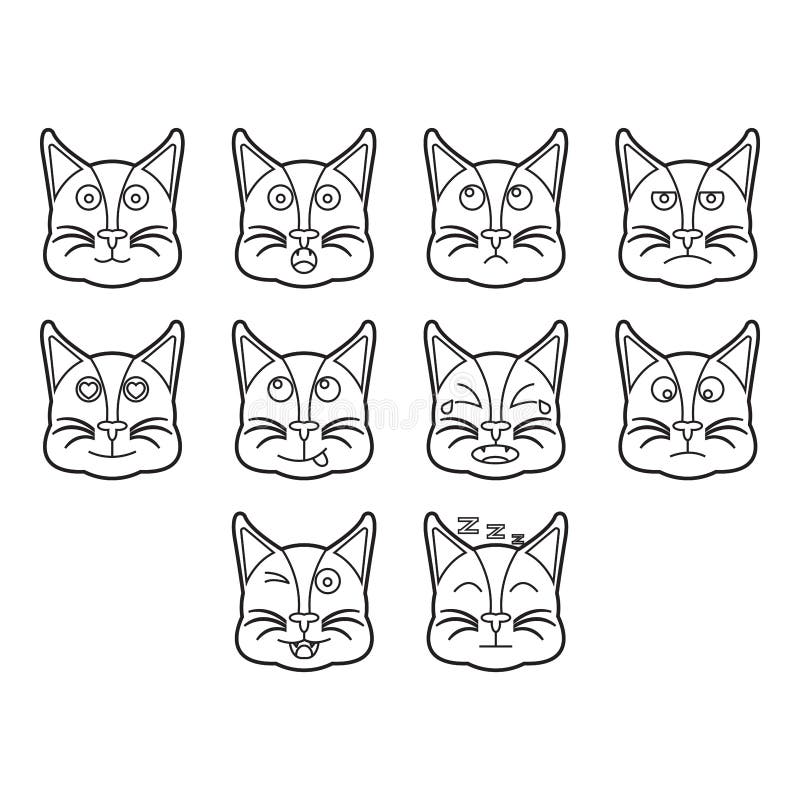 Cat emoticon set stock vector. Illustration of logo - 258707152