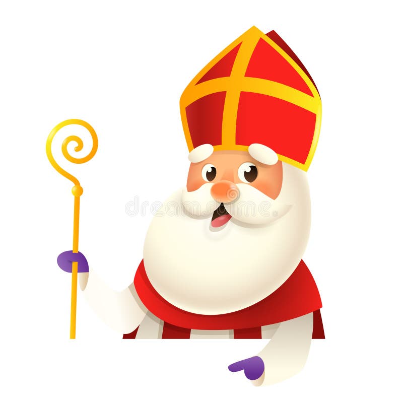 Sinterklaas or Saint Nicholas Peeking on Signboard - Design Template ...