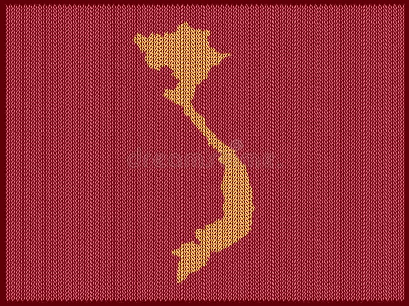 Knitting Pattern Map of Country Vietnam Isolated on Red Background ...