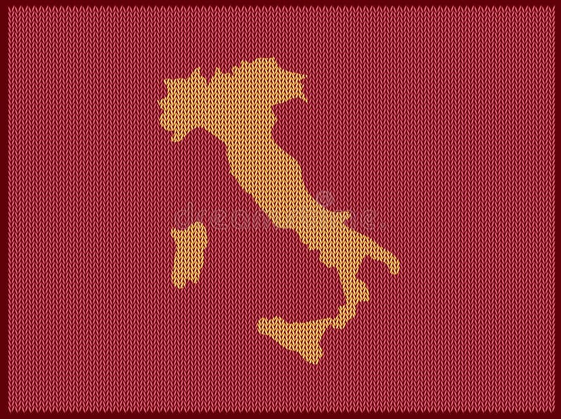 Knitting Pattern Map of Country Italy Isolated on Red Background ...