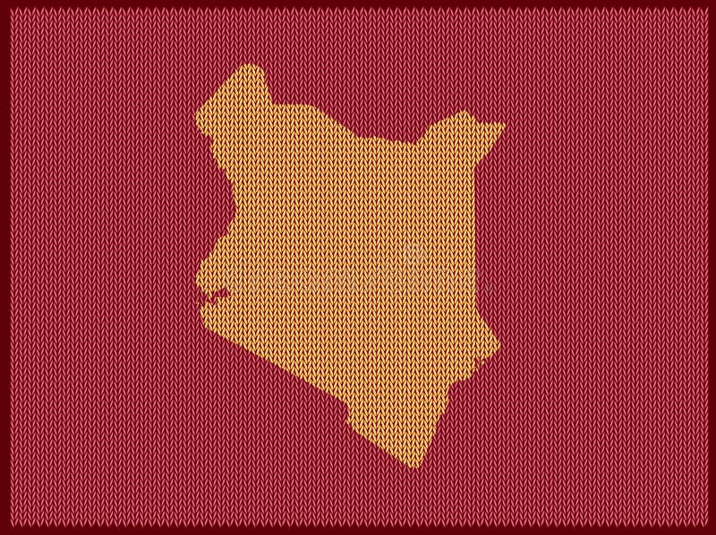 Knitting Pattern Map of Country Kenya Isolated on Red Background ...