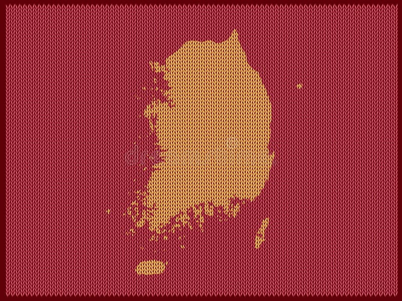 Knitting Pattern Map of Country South Korea Isolated on Red Background ...