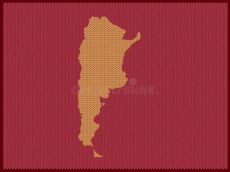 Knitting Pattern Map of Country Argentina Isolated on Red Background ...