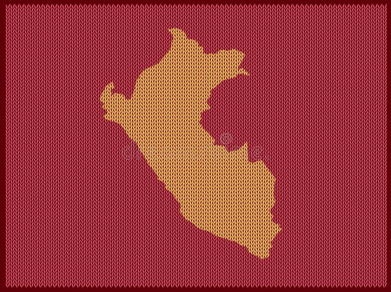 Knitting Pattern Map of Country Peru Isolated on Red Background ...