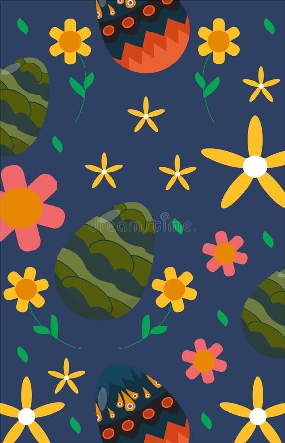 Seamless Blue Floral Pattern on Easter Hari Stock Illustration ...