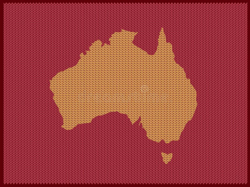 Knitting Pattern Map of Country Australia Isolated on Red Background ...