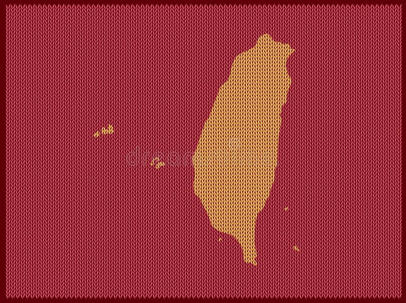 Knitting Pattern Map of Country Taiwan Isolated on Red Background ...