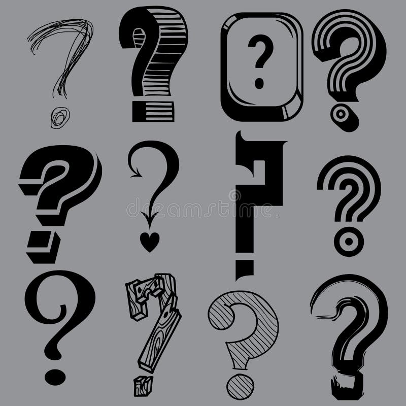 Vector Set of Abstract Artistic Calligraphic Question Marks Stock ...
