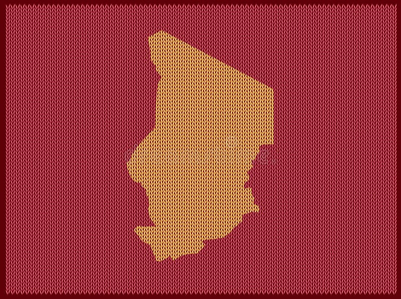 Knitting Pattern Map of Country Chad Isolated on Red Background ...