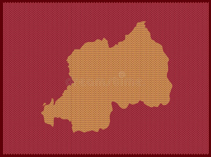 Knitting Pattern Map of Country Rwanda Isolated on Red Background ...