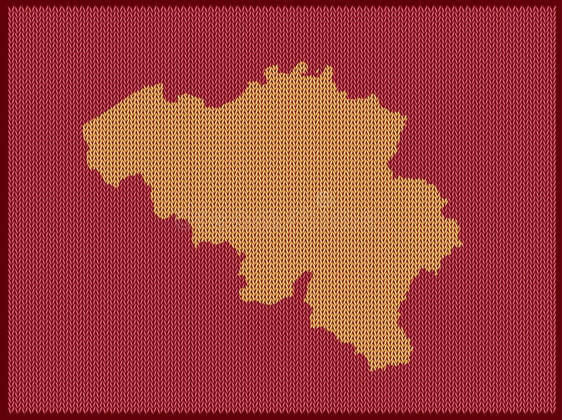 Knitting Pattern Map of Country Belgium Isolated on Red Background ...