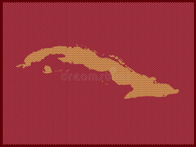 Knitting Pattern Map of Country Cuba Isolated on Red Background ...