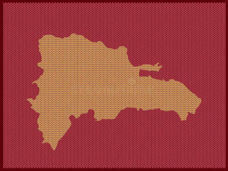 Knitting Pattern Map of Country Dominican Republic Isolated on Red ...