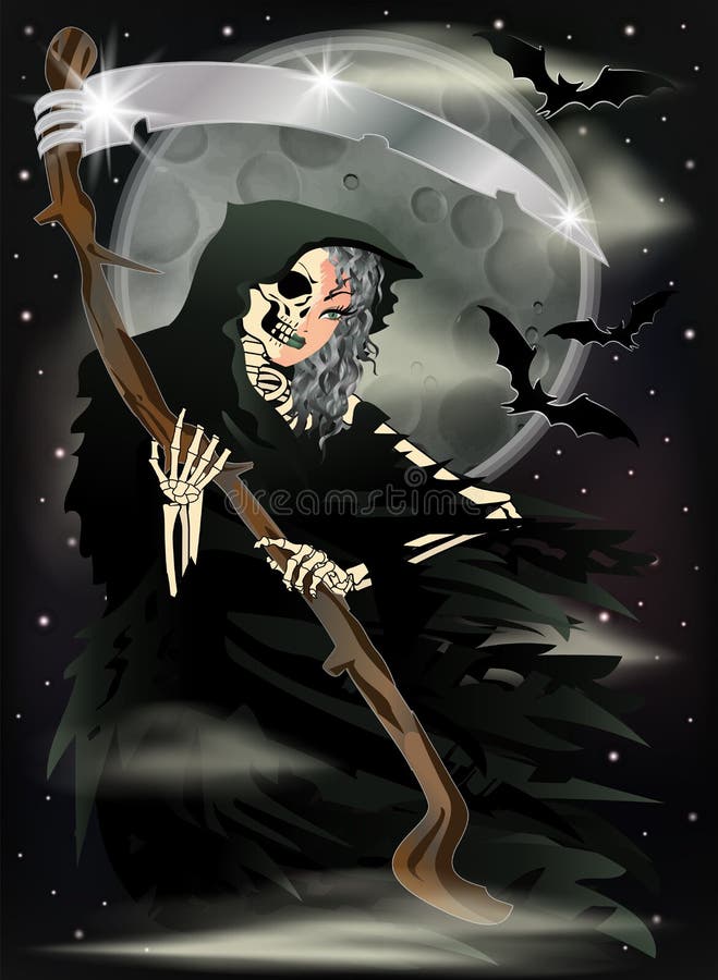 Lady Grim Reaper, Halloween Vip Card Vector Stock Vector - Illustration ...
