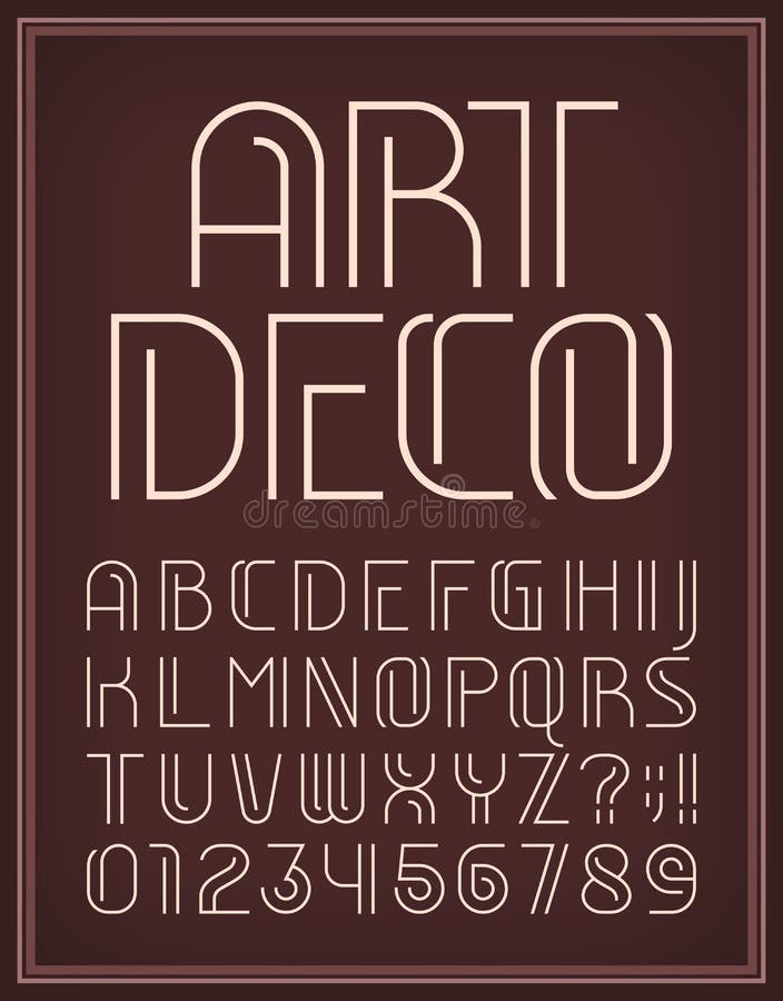 Art Deco Alphabet Font. Minimalistic Letters, Numbers and Symbols Stock ...