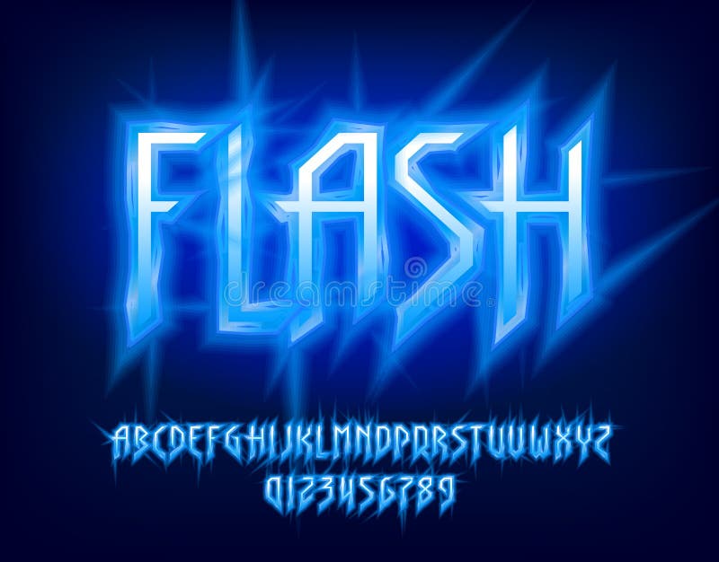 Flash Alphabet Font. Electric Letters and Numbers in Hard Rock Style ...
