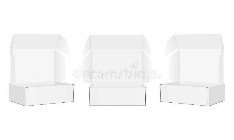 Empty Cardboard Boxes with Opened Lid, Front and Side View Stock Vector ...