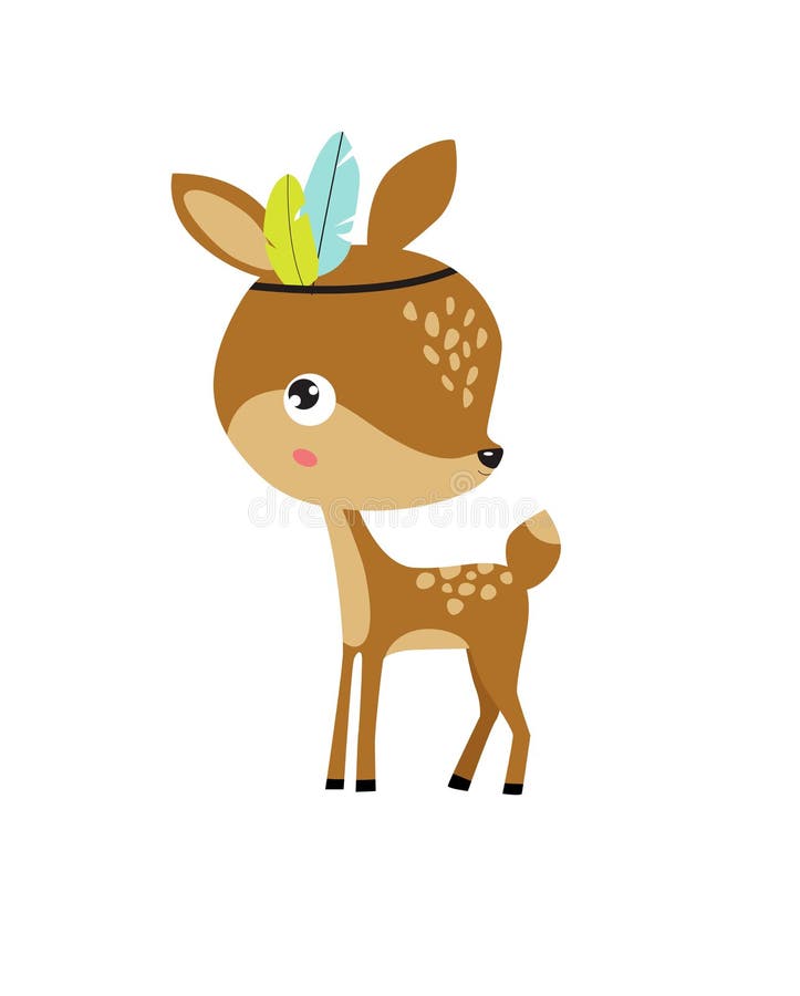 Print. Cute Fawn. Funny Cartoon Little Deer. Forest Animal. Cartoon ...