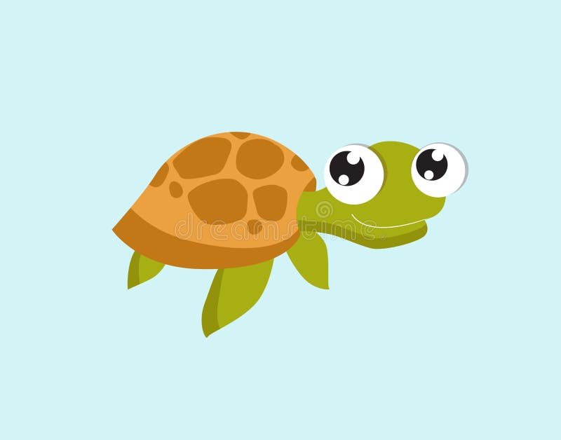 Print. Cute Vector Turtle. Funny Cartoon Turtle. Sea Animal. Cartoon ...