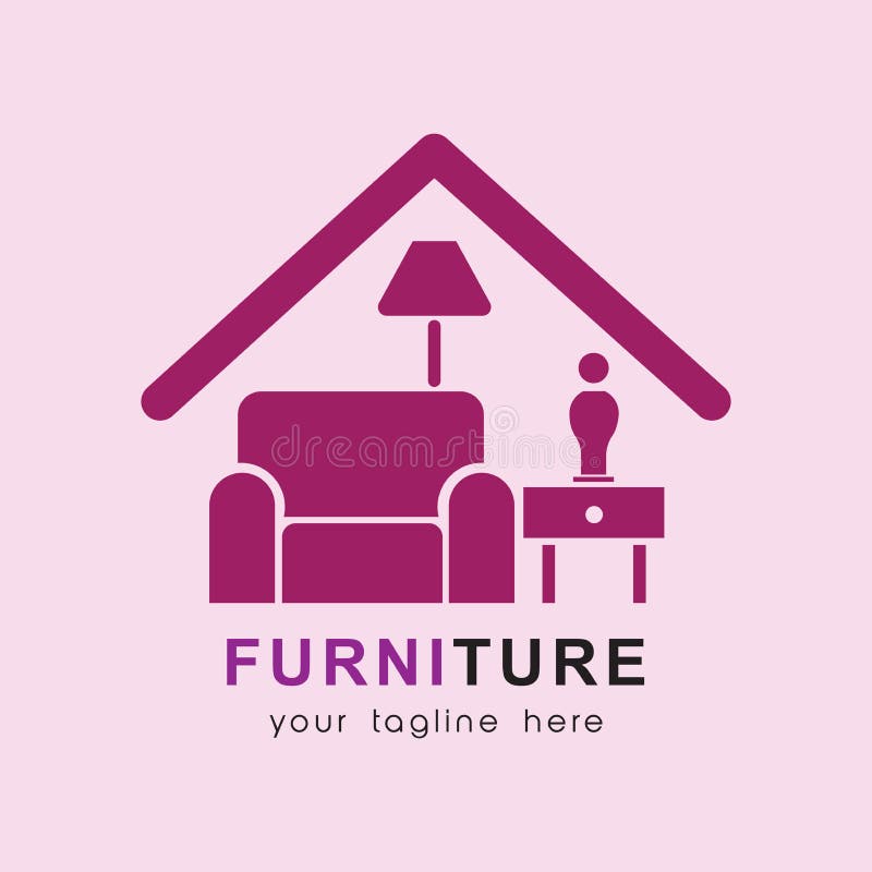 Simple Sofa Silhouette Design, Logo Furniture Isolated, Purple Color ...