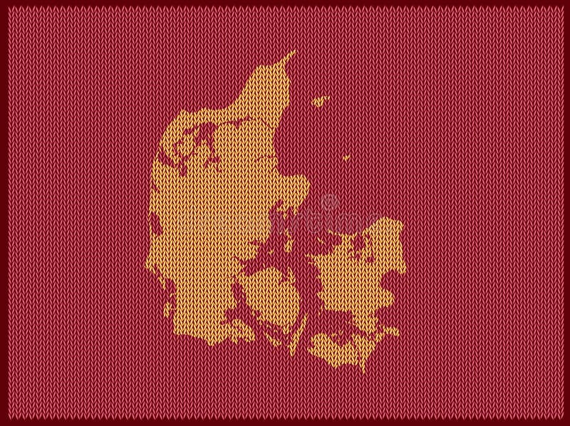 Knitting Pattern Map of Country Denmark Isolated on Red Background ...