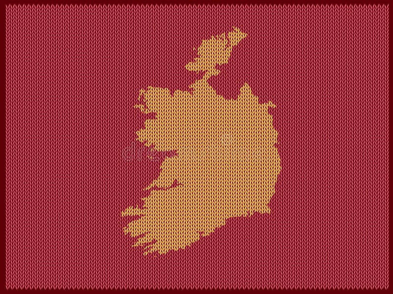 Knitting Pattern Map of Country Ireland Isolated on Red Background ...