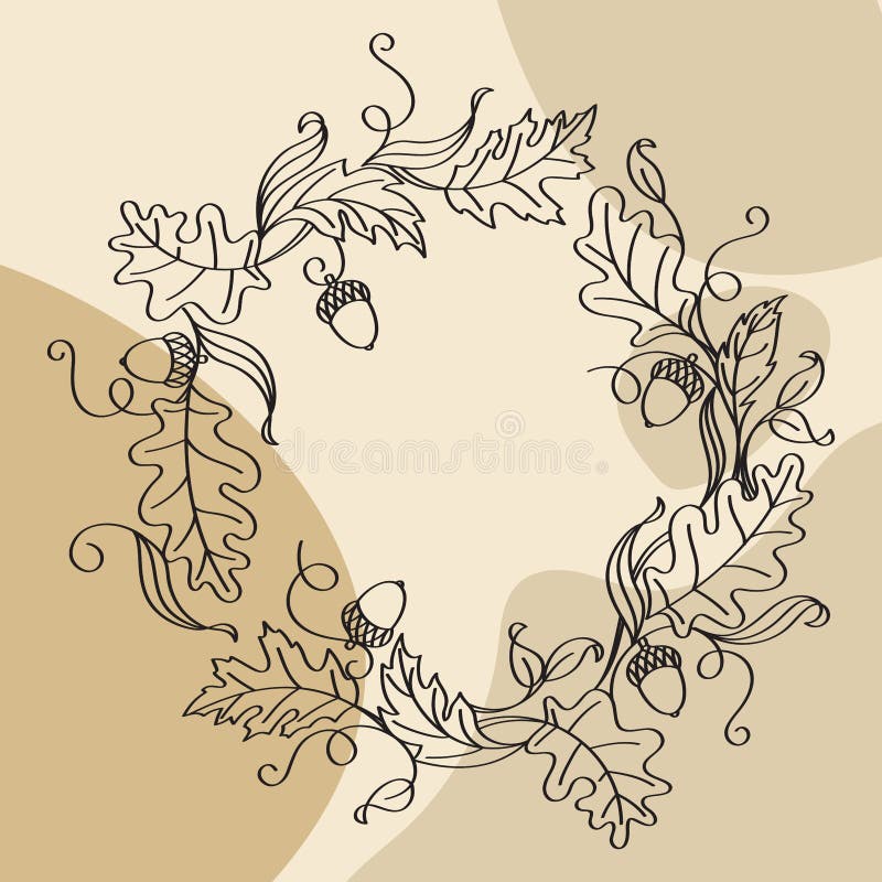 Autumn Round Frame. Wreath of Autumn Leaves. Fall of the Leaves. Sketch ...