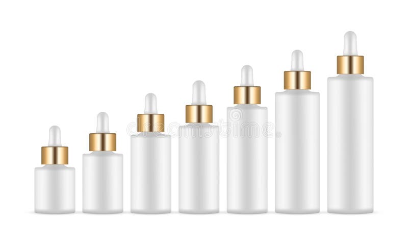 Set of Different Dropper Bottles with Golden Caps, Essential Oil or ...