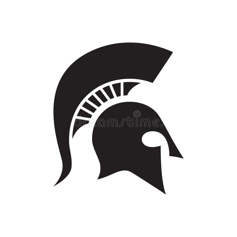 Spartan Helmet Silhouette. Roman or Greek Army Helmet Vector Icon Stock ...