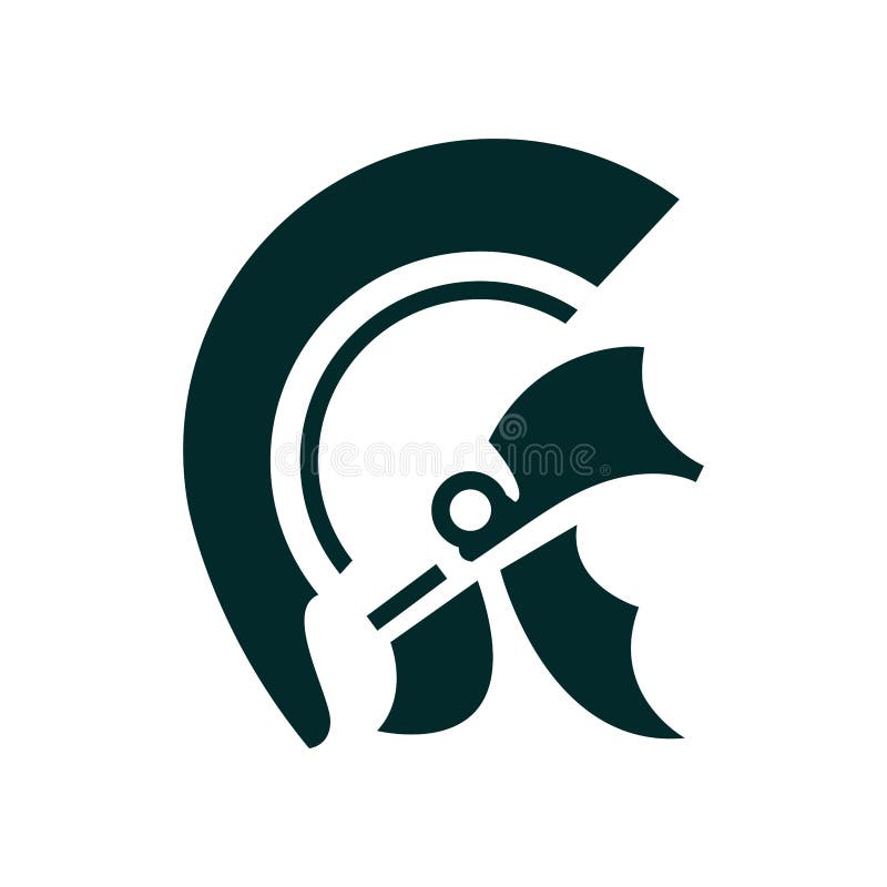 Spartan Helmet Silhouette. Roman or Greek Army Helmet Vector Icon Stock ...