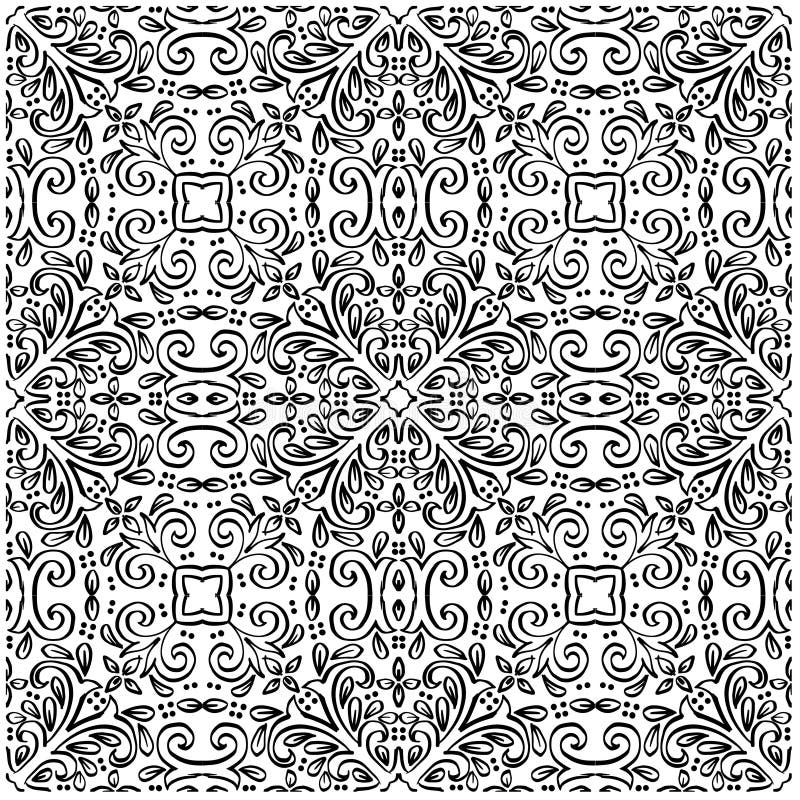 Doodle Abstract Floral Ornament Pattern Stock Illustration