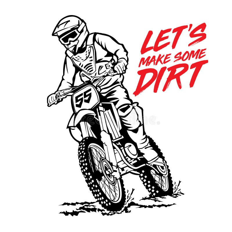 Motocross Racing Vector Illustration in Retro Vintage Design Stock ...
