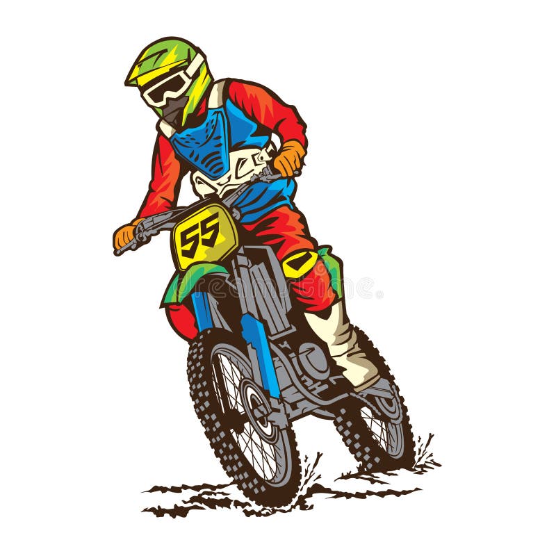 Motocross Racing Vector Illustration in Retro Vintage Design Stock ...