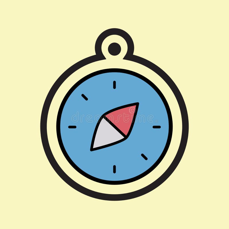 Compass Icon. Vector Illustration of a Cartoon Compass in Minimalist ...