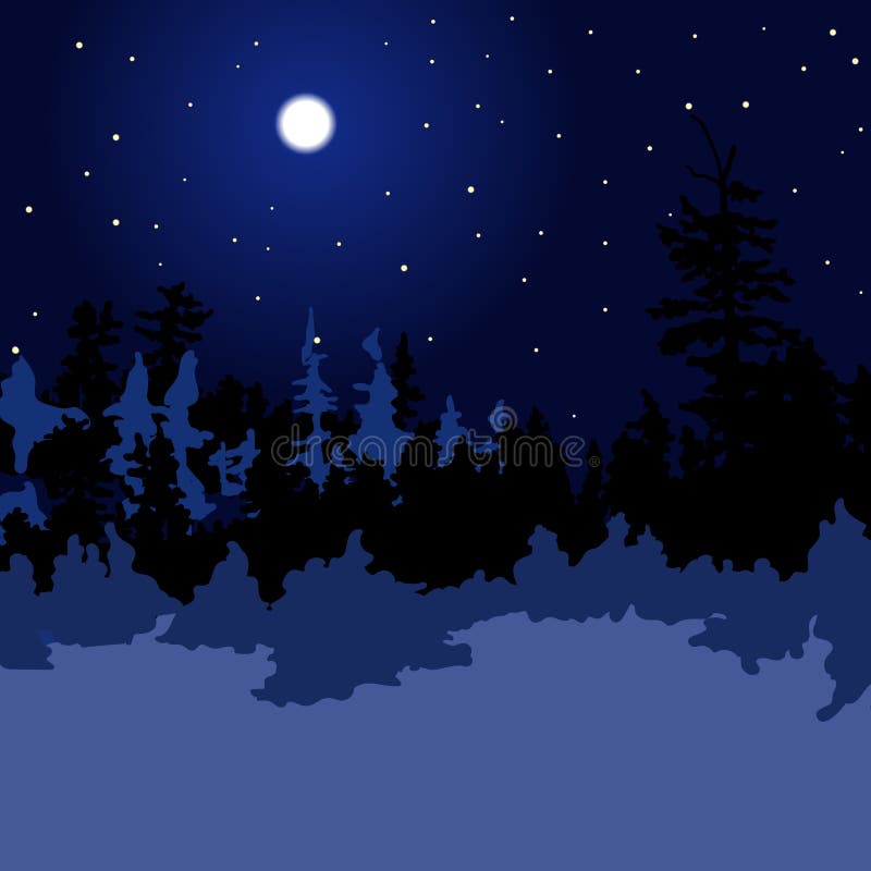 Vector Illustration. Night Landscape in a Flat Style. Geometric ...