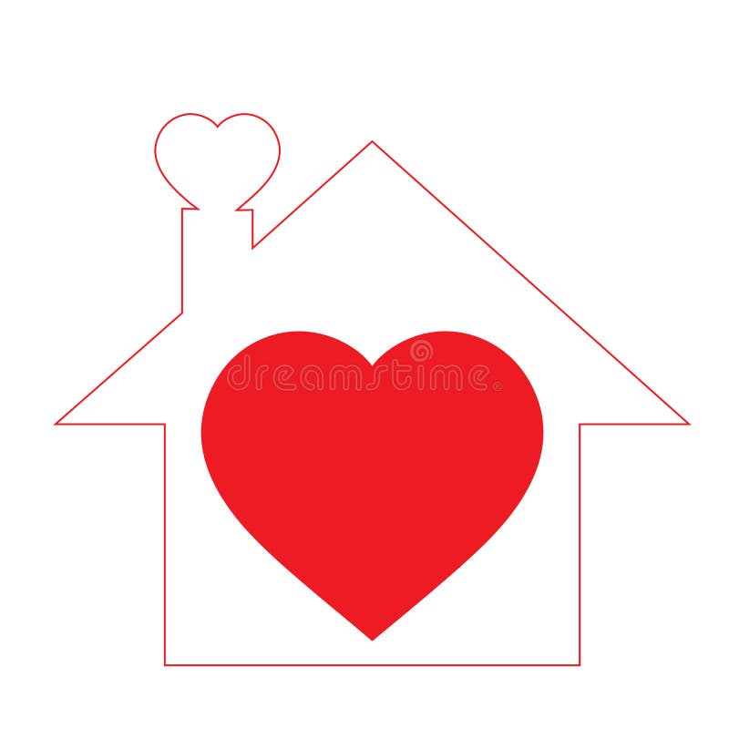 Red Heart House Logo, Printable Outline House Templates Stock ...