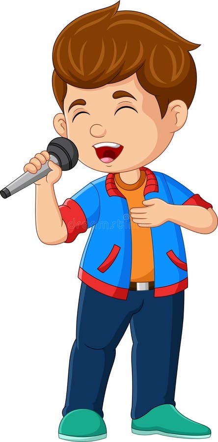 Child Singing With Microphone Clipart